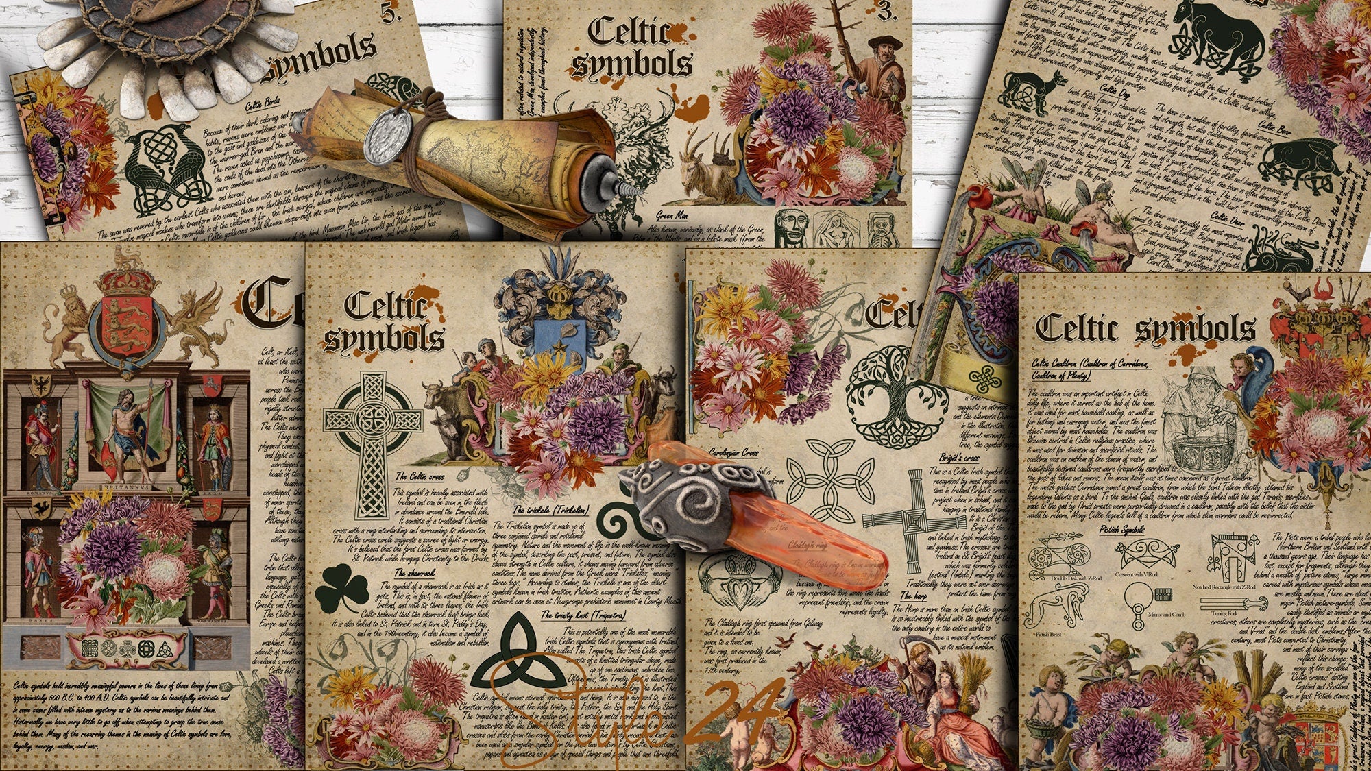 Book of Shadows No 5 Printable pages of Signs Symbols Celtic Spiritual ...